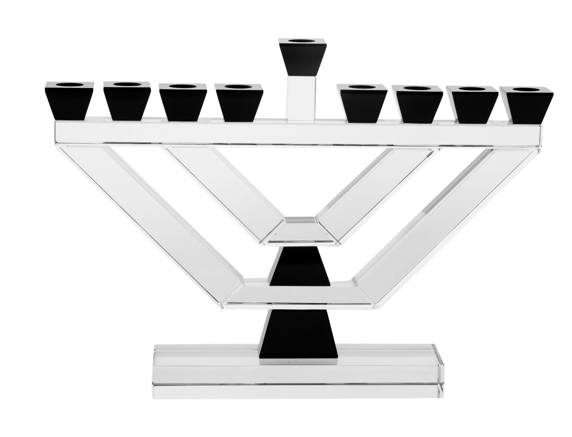 MENORAH CRYSTAL CLEAR & BLACK LARGE - Aspaclaria Judaica