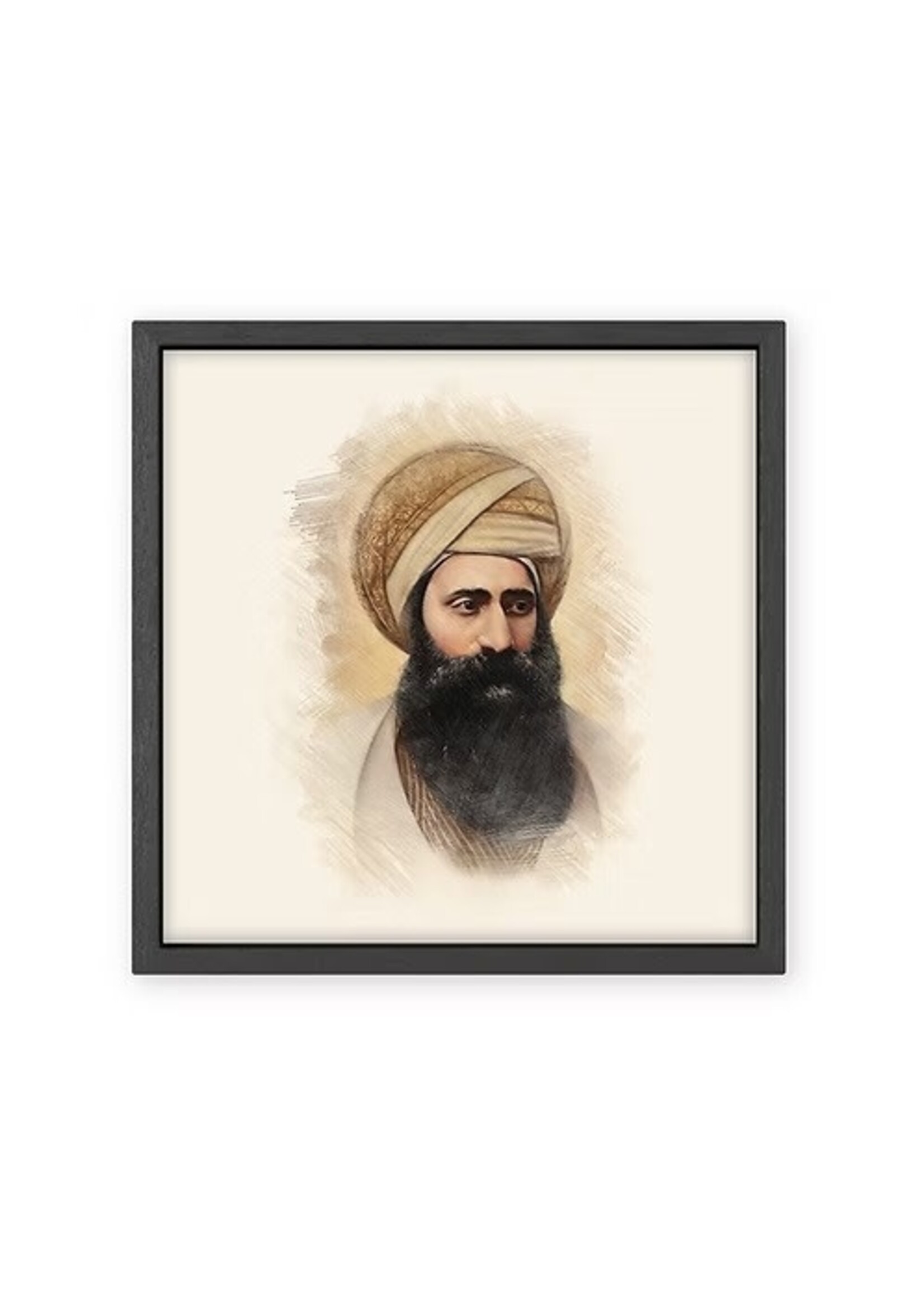 BEN ISH CHAI COLOR PORTRAIT IN BLACK FRAME 8" X 8" - Aspaclaria Judaica