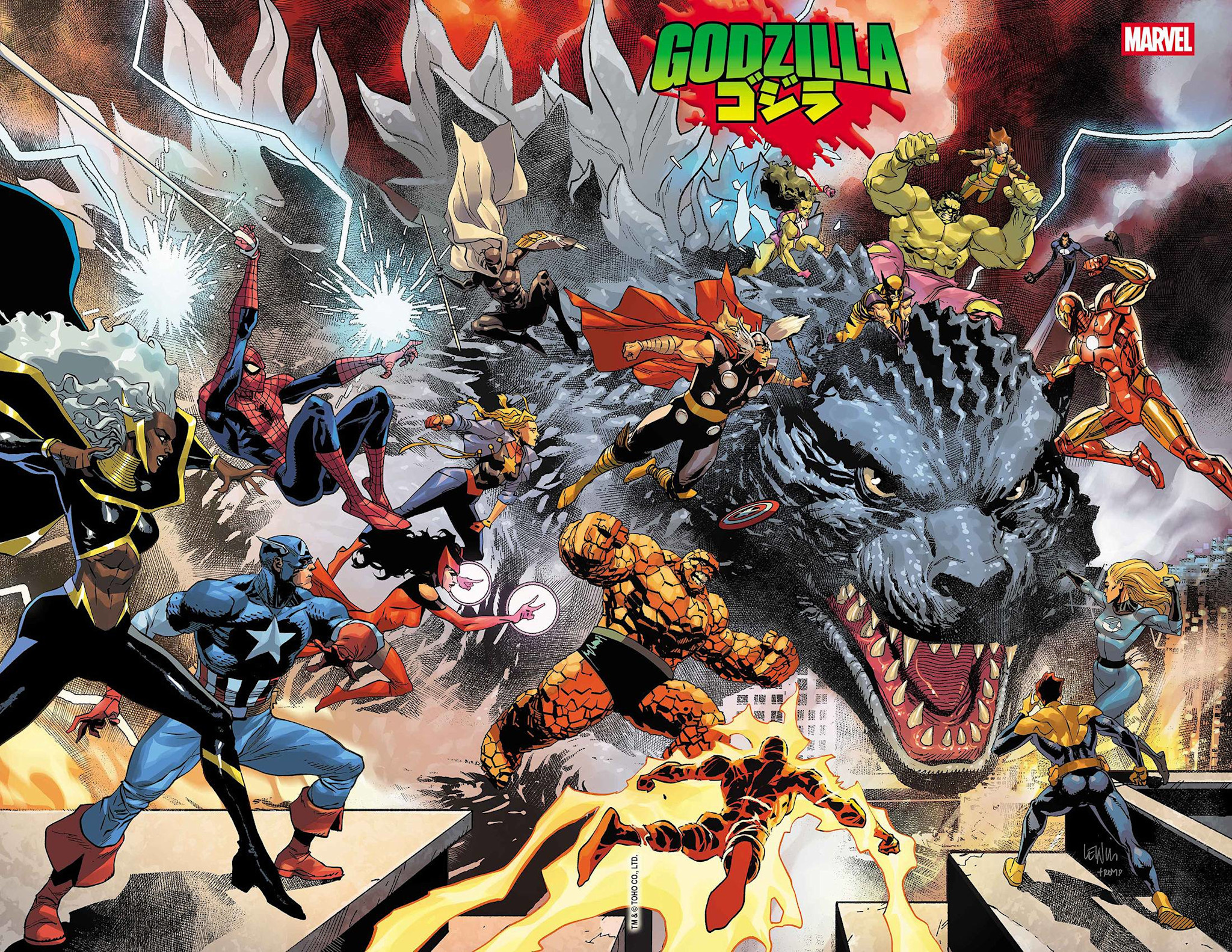 MARVEL COMICS GODZILLA VS THE MARVEL UNIVERSE POSTER - Rolling Tales