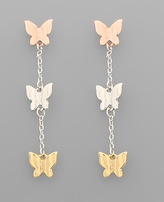 Butterfly Link Earrings Tricolor - Once Upon A Dress| Ridgeland MS ...