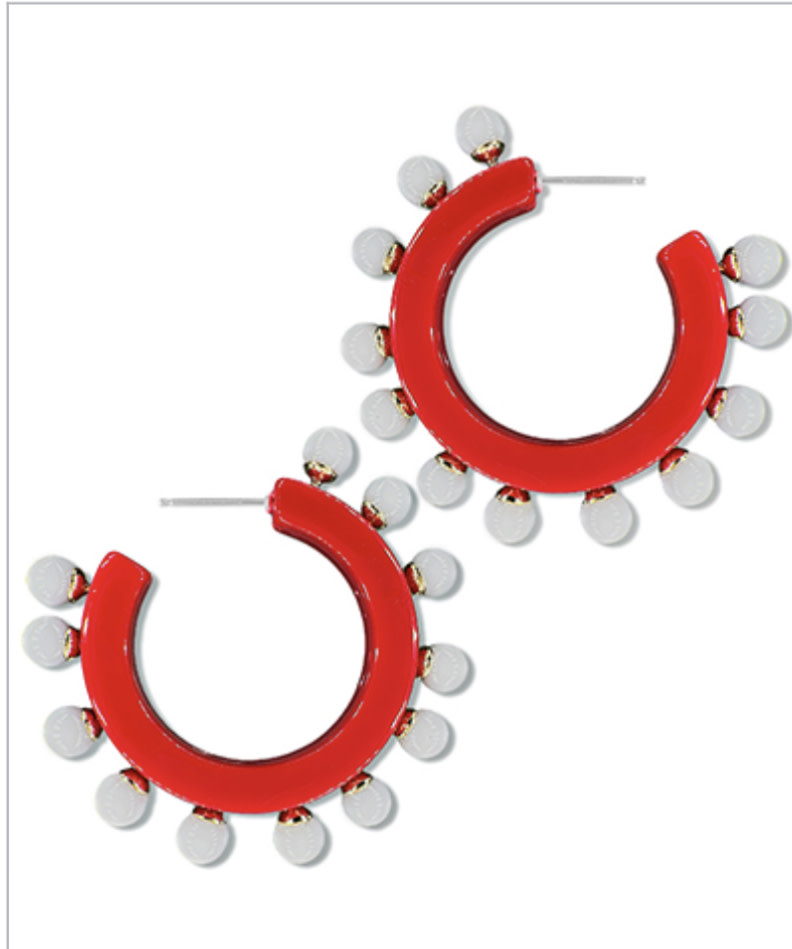 Game Day Studded Acetate Hoops -Red - Once Upon A Dress| Ridgeland MS ...