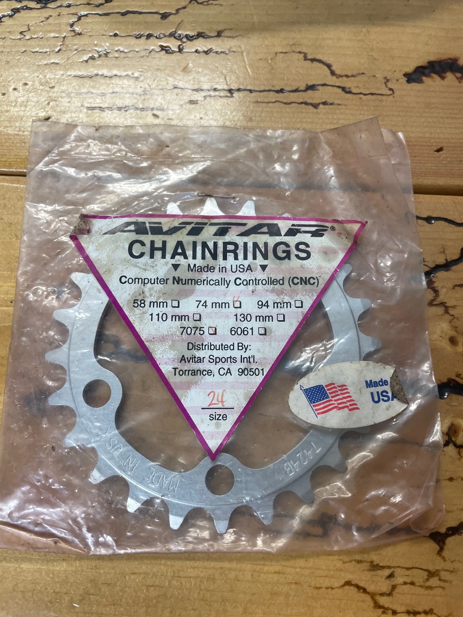 Avitar 24 Tooth 5 Bolt 74 BCD Chainring NOS - Gringineer Cycles