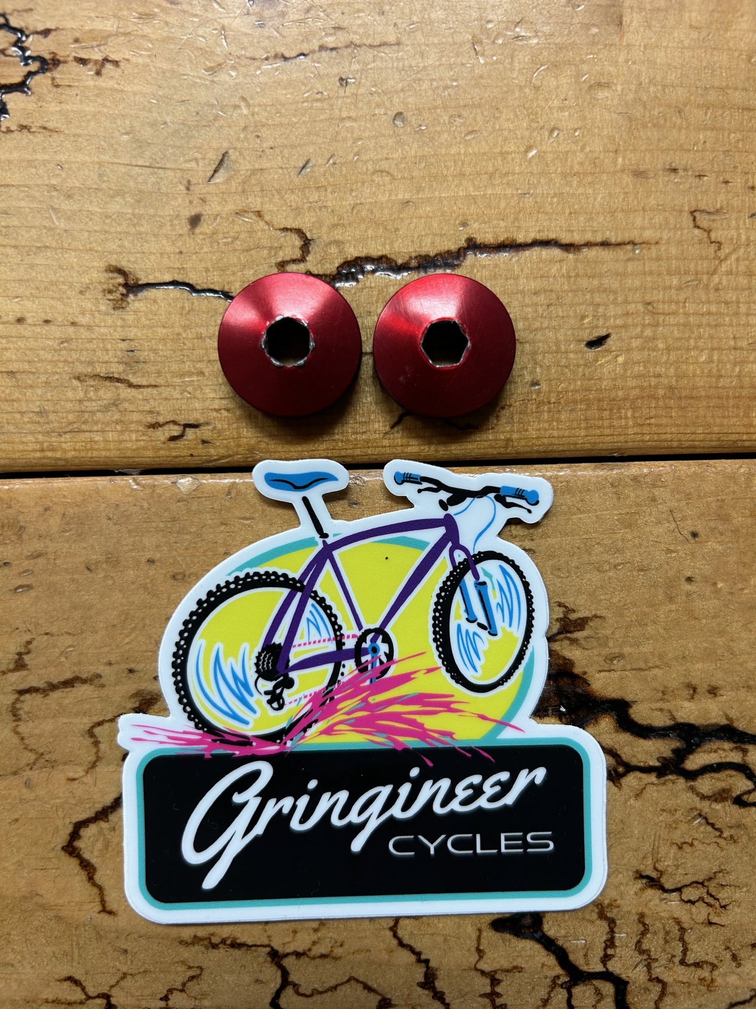 Red Anodized Crank Bolt Covers / Dust Caps - Gringineer Cycles