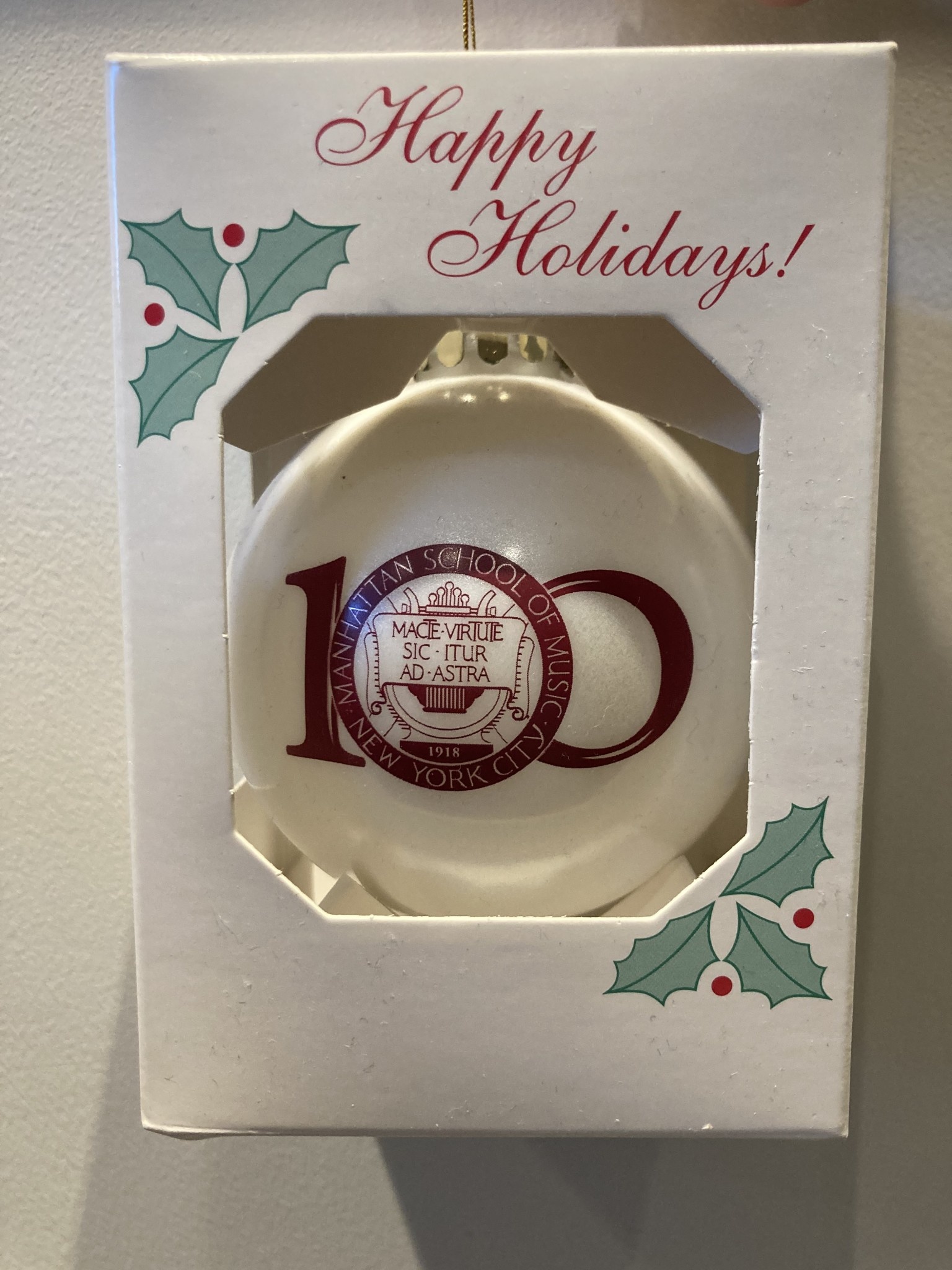 ornament: MSM white centennial - Manhattan School of Music Campus Store