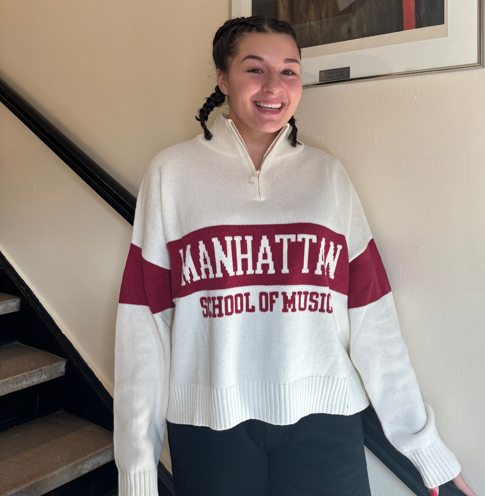 Sweater: NEW Knit Quarter Zip white red (cream and maroon) - Manhattan ...