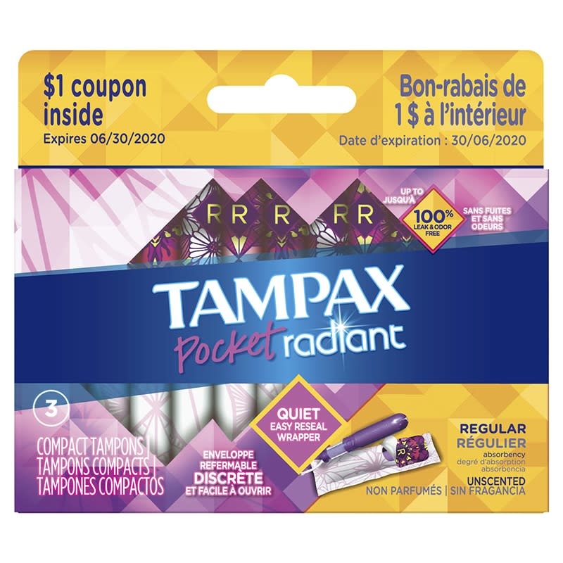 Tampax Pocket Radiant Tampon 3 Pack - UNB Saint John Campus Store