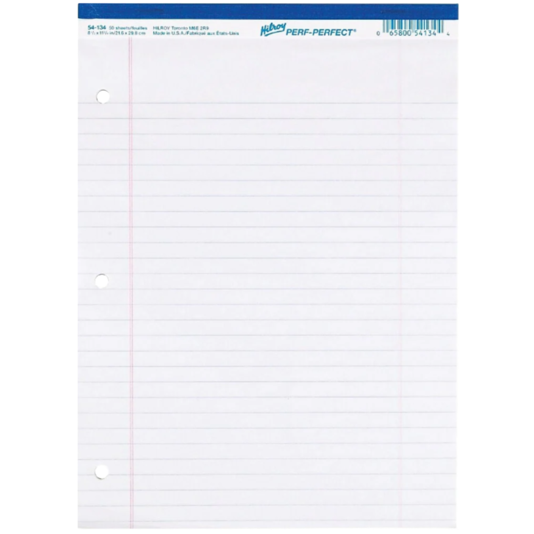 Hilroy Perforated Pad 3-Hole Punched Pad, 50 Sheets - UNB Saint John ...