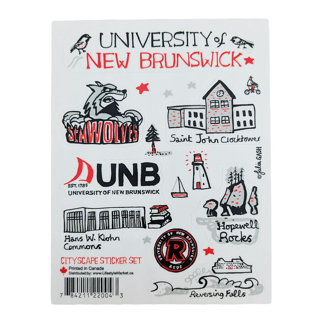 Julia Gash x UNB Sticker Sheet - UNB Saint John Campus Store