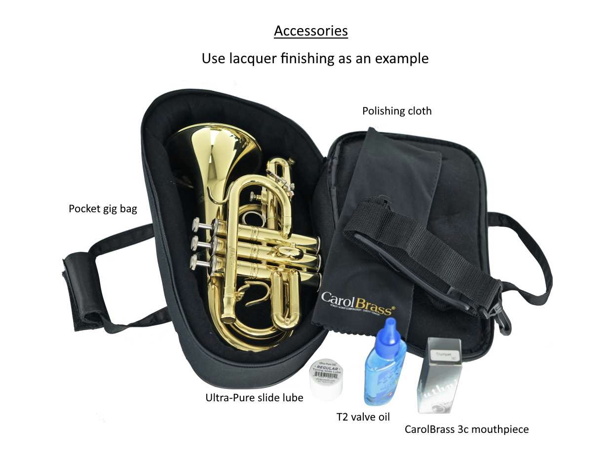 CarolBrass Pocket Trumpet CPT-4000-YLS-C-L with Brass Lacquer finish ...