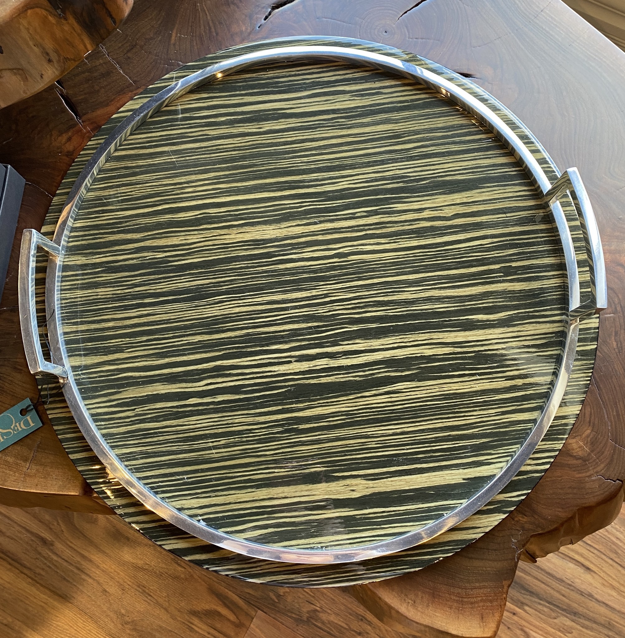 LaDorada Ebano Veneer Large Round Tray - Designer's Studio