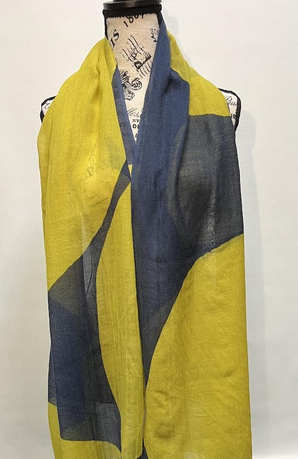 See Design Indigo Blue & Acid Yellow Rocks Wool Scarf - Designer's Studio