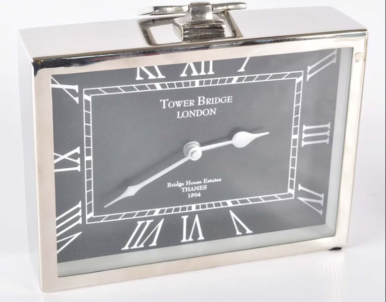 Tower Bridge London Large Silver Desk Clock - Designer's Studio