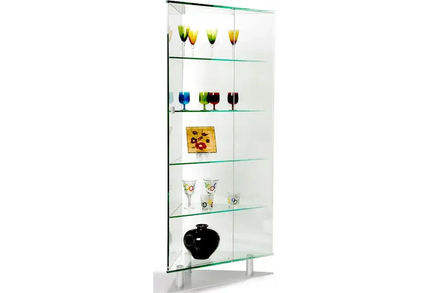 Chintaly All Glass Triangle Glass Curio with 5 Shelves - Designer's Studio