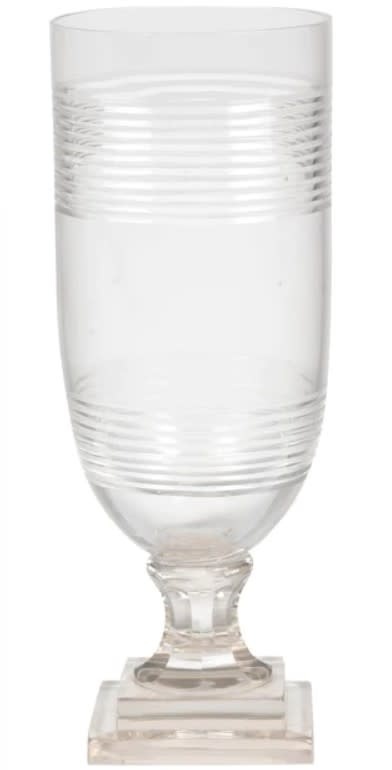 A Sanoma Tiffany Cut Glass Hurricane Lantern Candle Holder Vase Small ...
