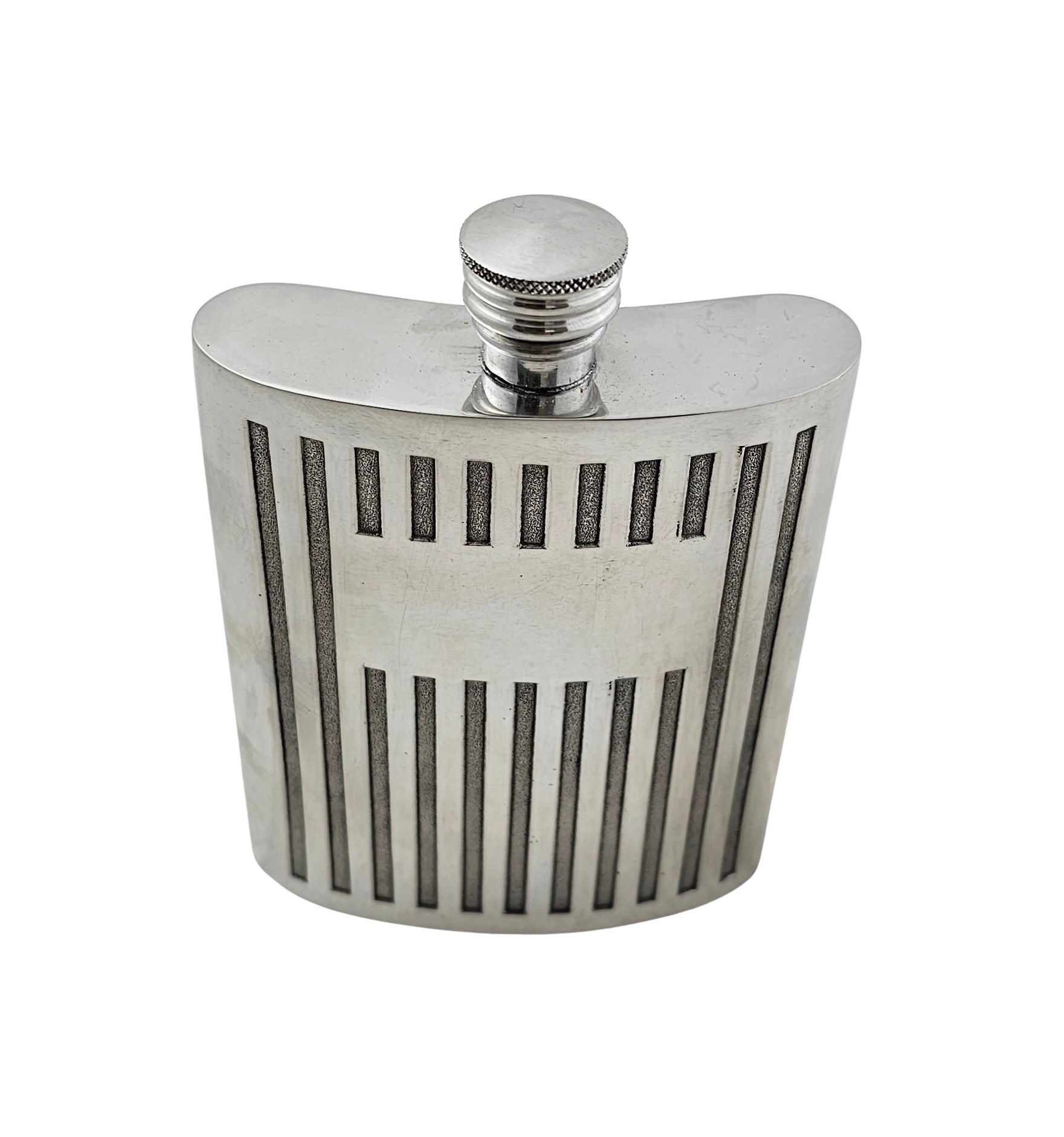 Ribbed Design Flask With Cartouche 6oz Pewter Boxed With Pouch ...