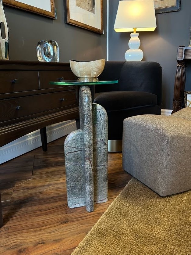 Archway Drink Table Green Strata Marble - Designer's Studio