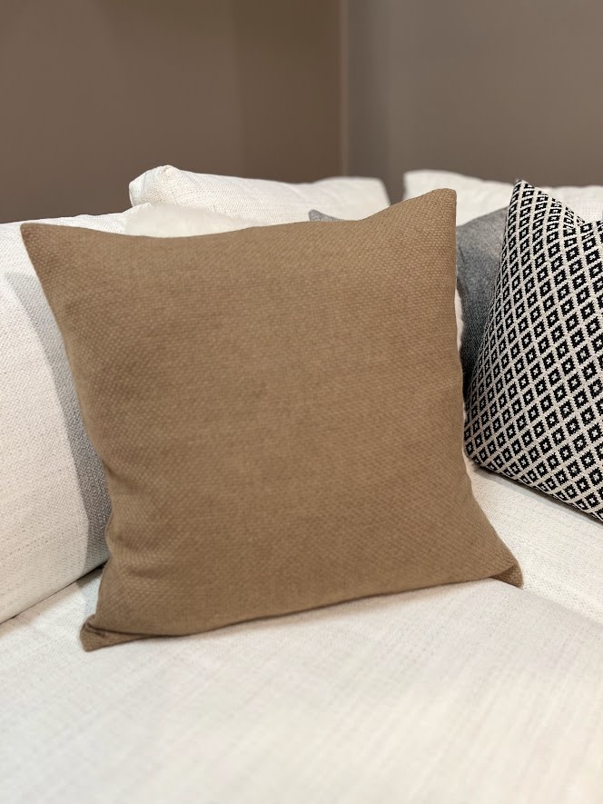 Fibre by Auskin Basketweave Camel Hair Cushion Pillow Carmel - Designer ...