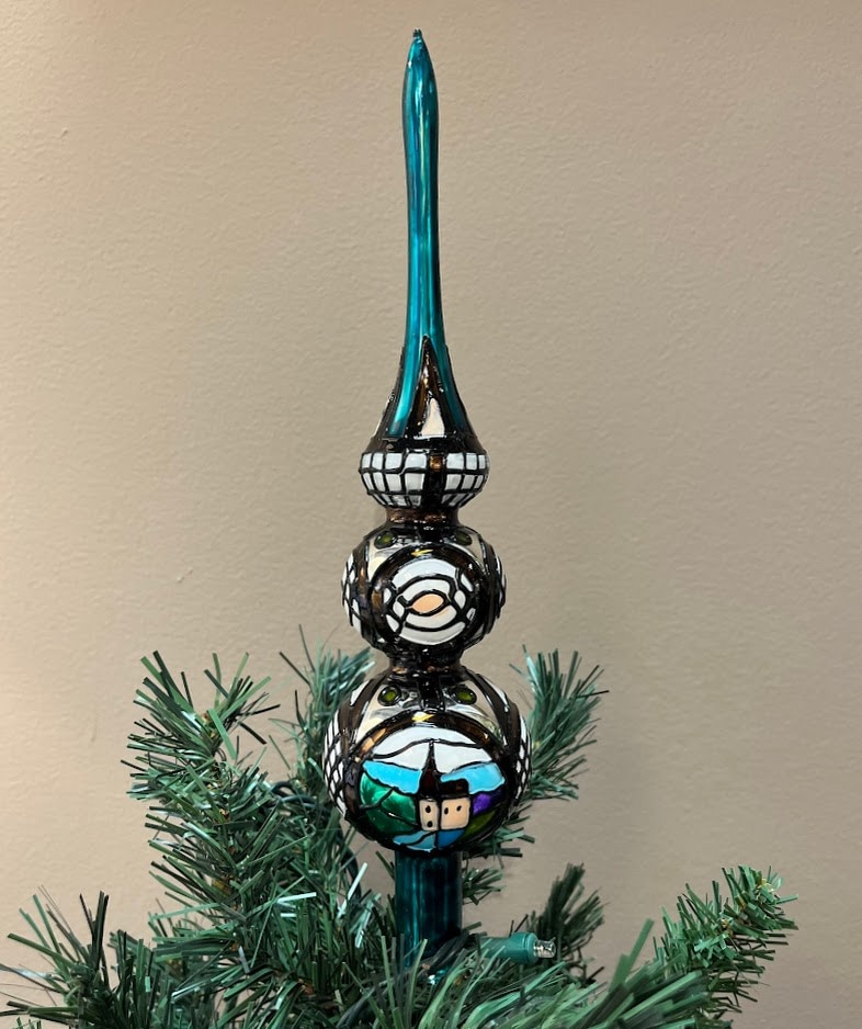 Stain Glass Church Tree Topper Finial - Designer's Studio