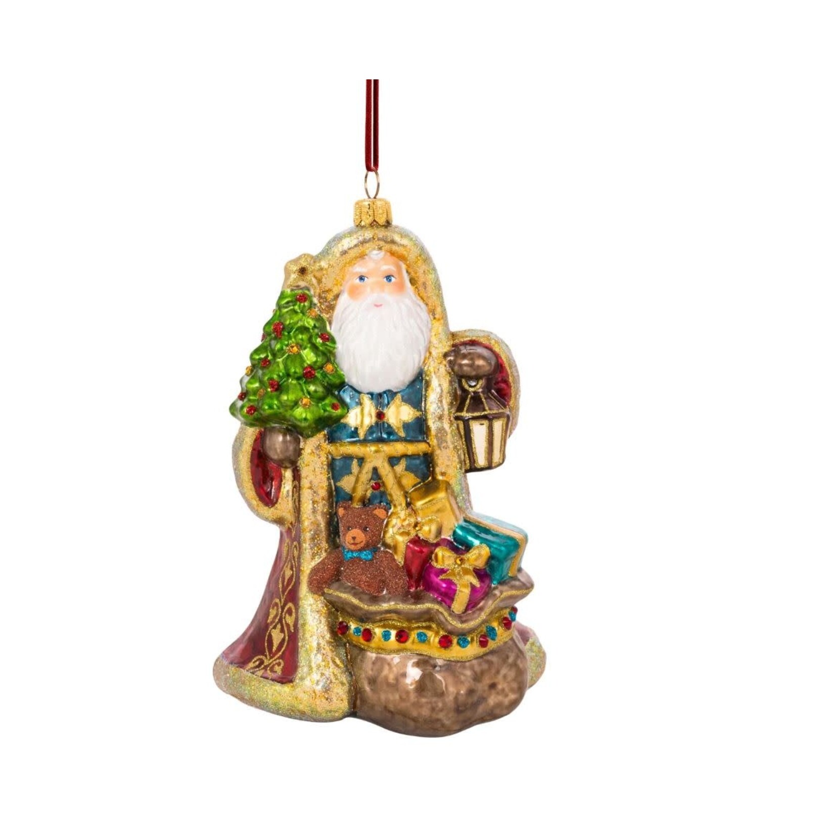 24K Gold Splendid Santa Ornament - Designer's Studio