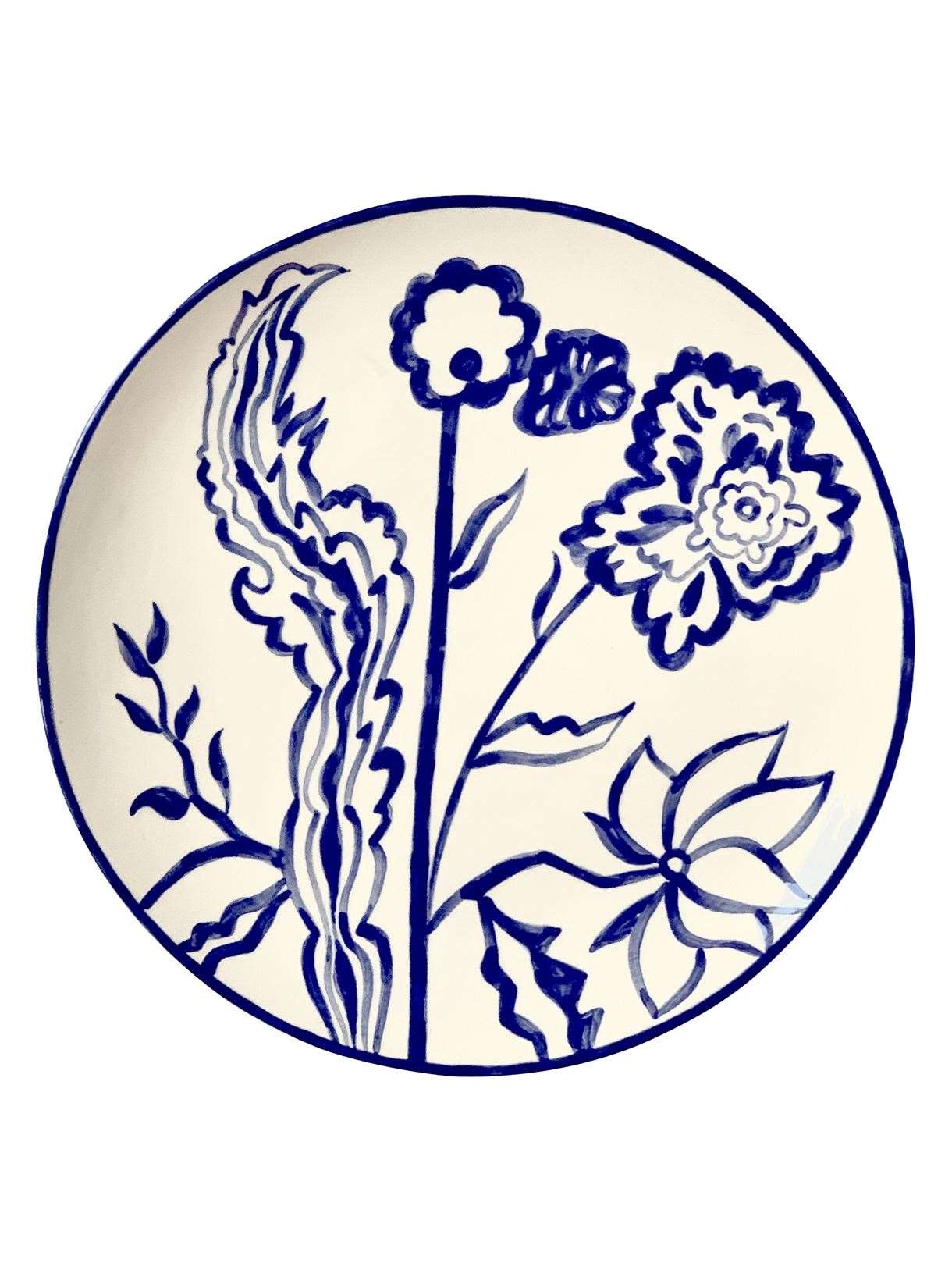 Gunia Project Semiporcelain Hand Painted Floral Indigo Plate 12.5 ...