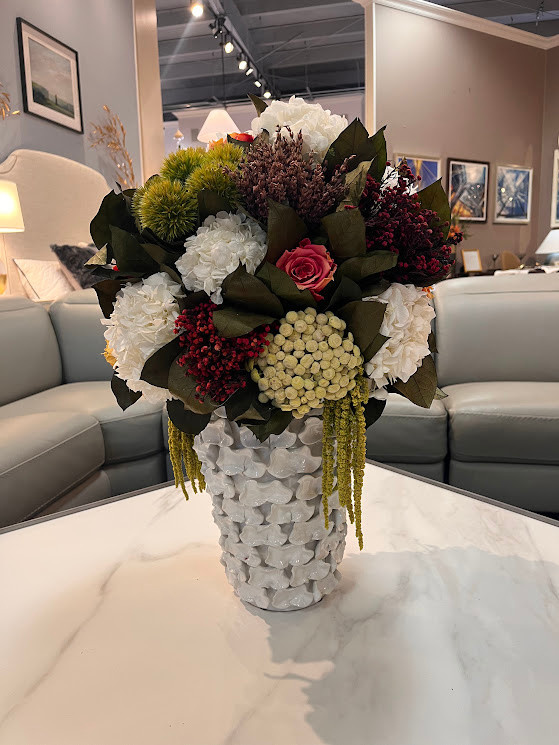 Botanica Tall Petal Planter with Spring Mix Arrangement - Designer's Studio