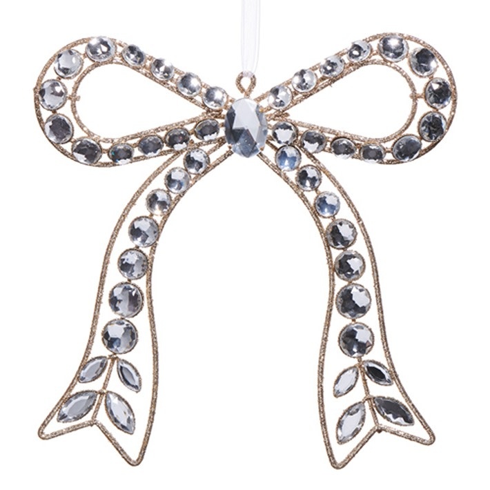 RAZ Imports Clear Jeweled Bow Ornament 7.25" - Designer's Studio