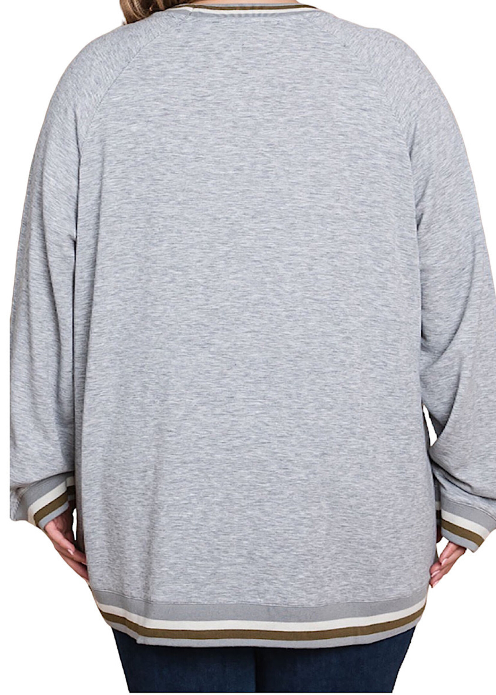 Plus Heather Grey French Terry Color Block Top - Main Street Boutique