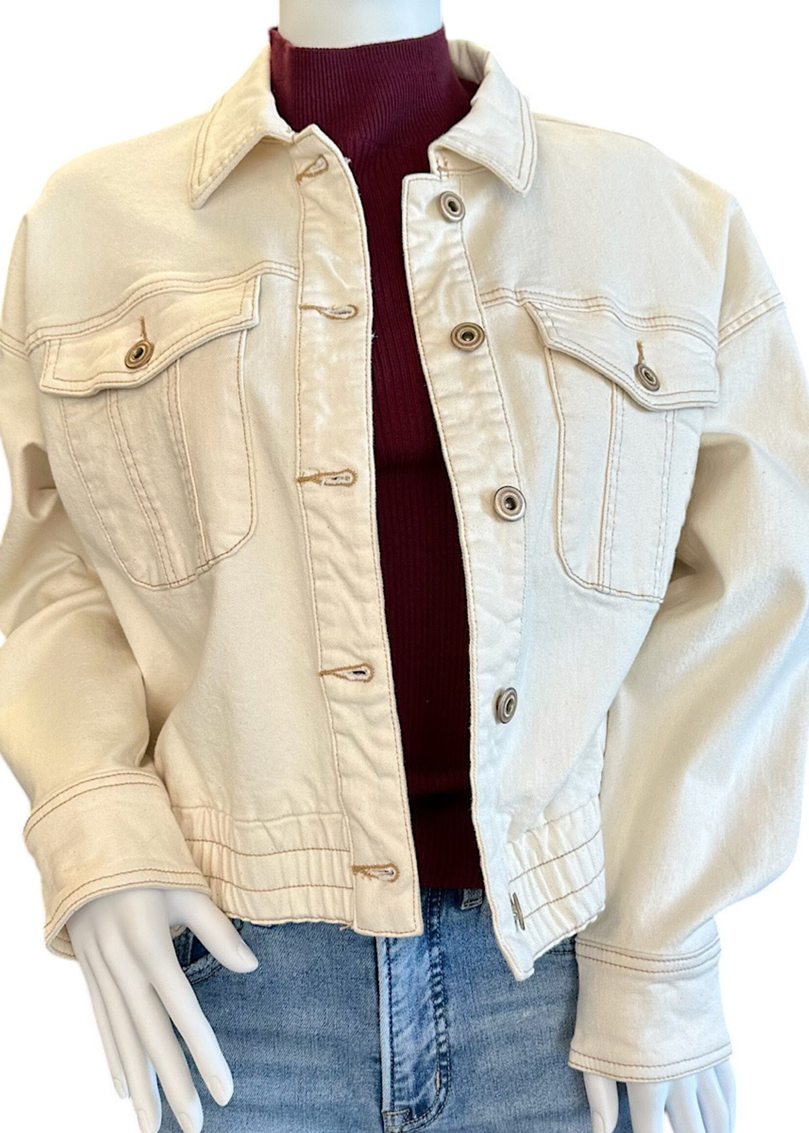 Tribal Cream Denim Jacket - Main Street Boutique