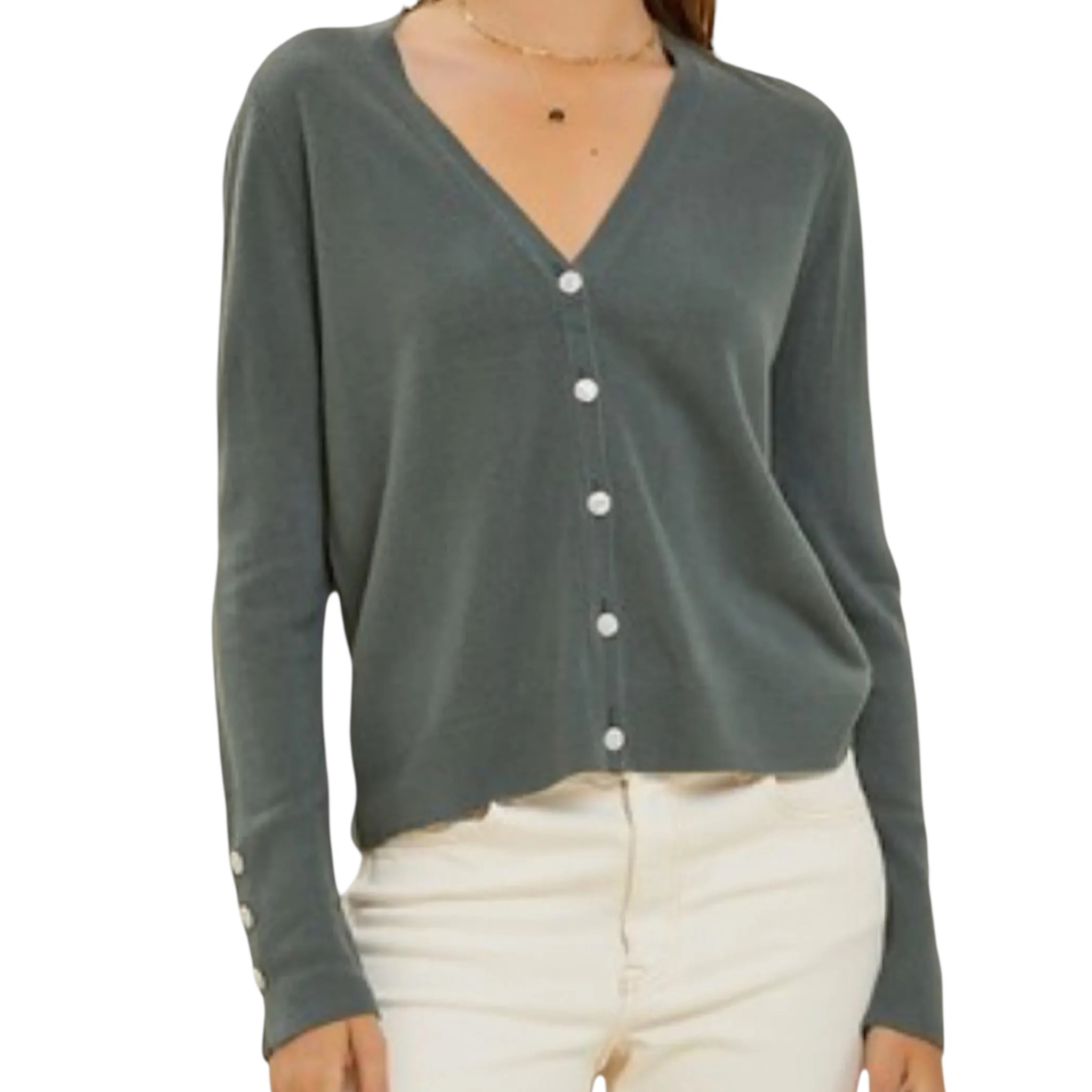 Jade Jewel Button Cardigan - Main Street Boutique