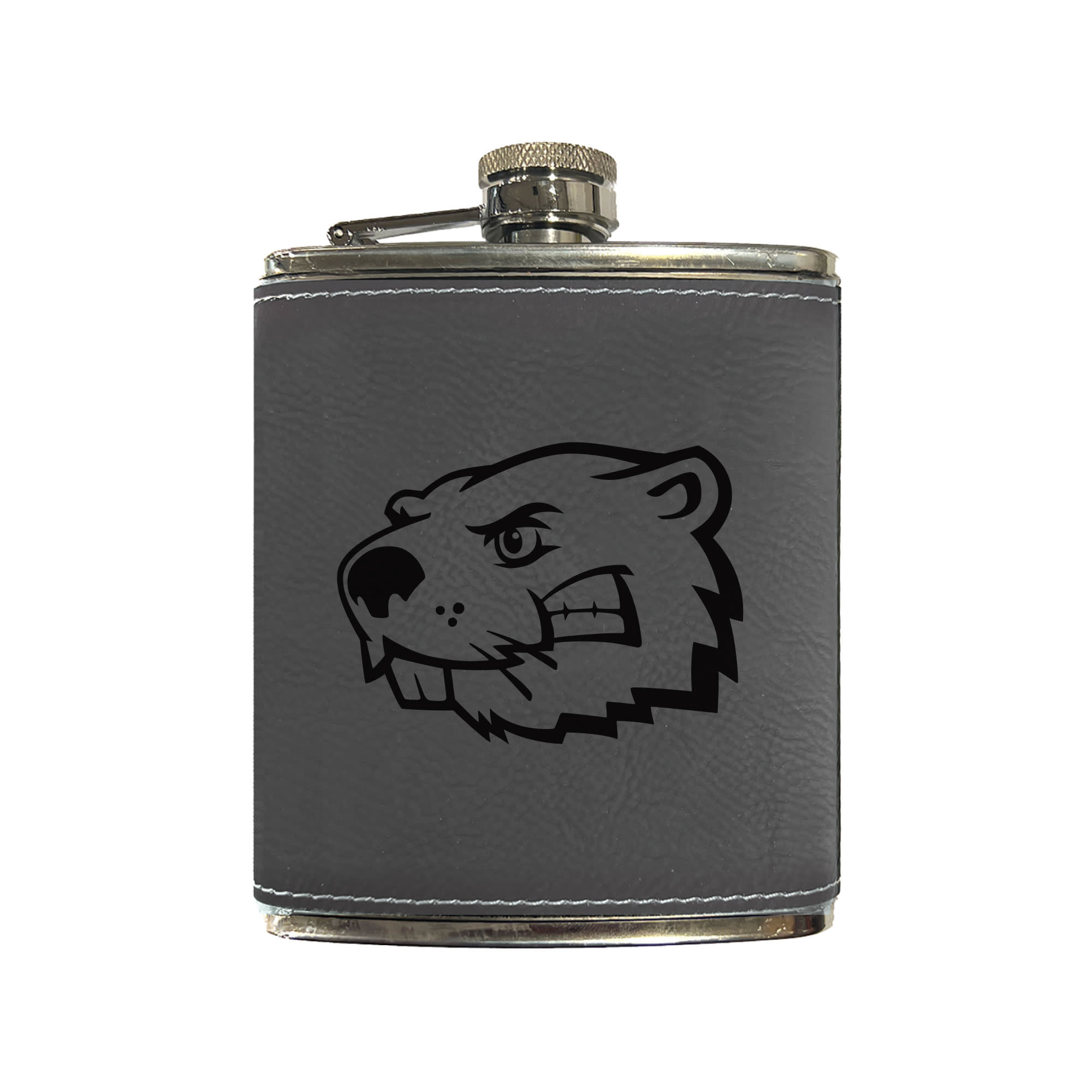 7 oz Faux Leather Flask Grey - Buena Vista University Spirit Store