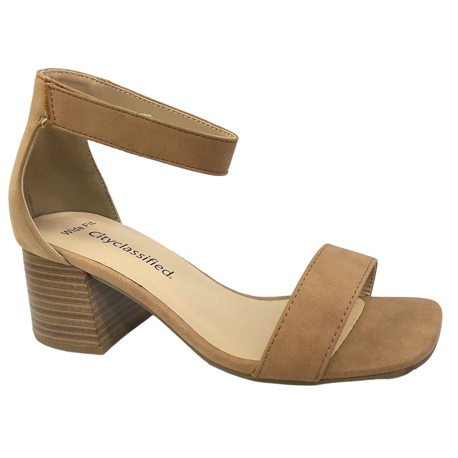 CITY CLASSIFIED CITY CLASSIFIED ANKLE STRAP BLOCK HEEL W-RECESS ...