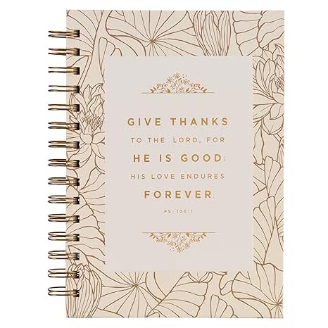 Give Thanks to the Lord Wire Bound Journal - White/Gold - Bethany ...