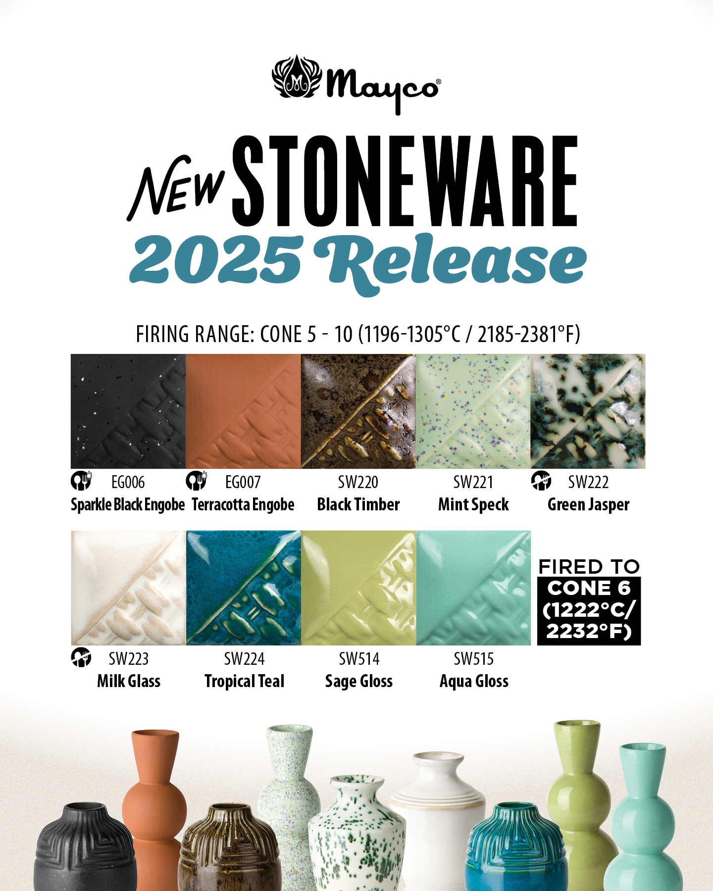 2025 Stoneware Sample Kit - 4oz - The Potter's Shop