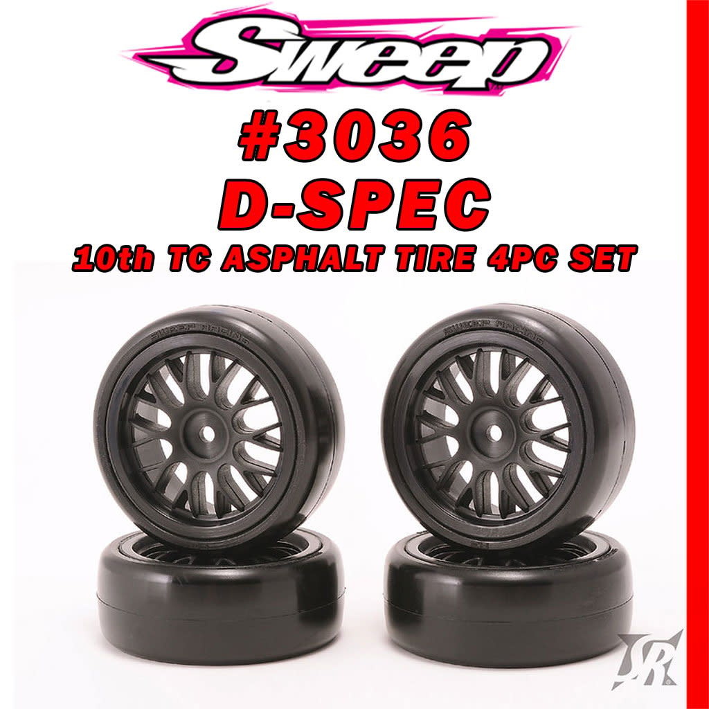 Sweep Racing 1/10th TC D36 D-SPEC Asphalt TC Tire 4pc set - discountRCstore.com