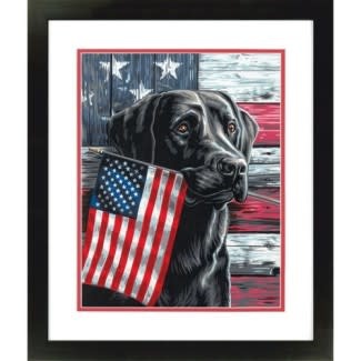 Patriotic Dog (Black Lab) w/Flag Paint by Number (11"x14") - Get A Hobby