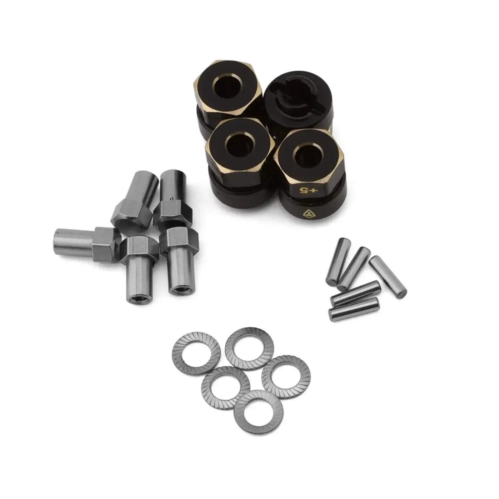 Axial SCX24 Brass Wheel Hex Hub Adapters (4) (2.4g) (+5mm) - Get A Hobby