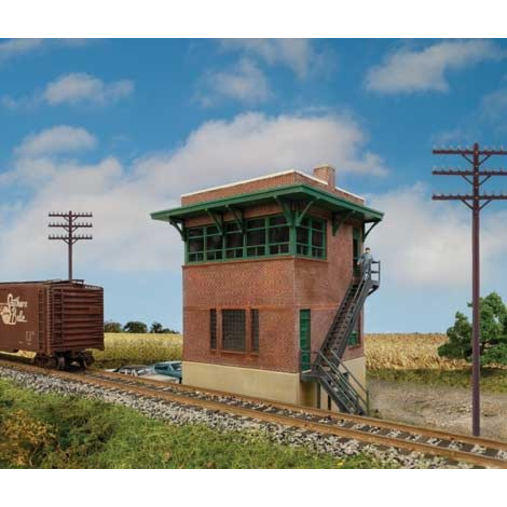 PRR Brick Interlocking Tower w/Flat Roof Walthers Cornerstone #3554 ...