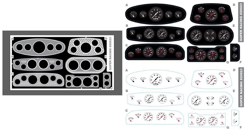 1/24-1/25 Custom Instrument Panel w/Black & White Gauges - Get A Hobby