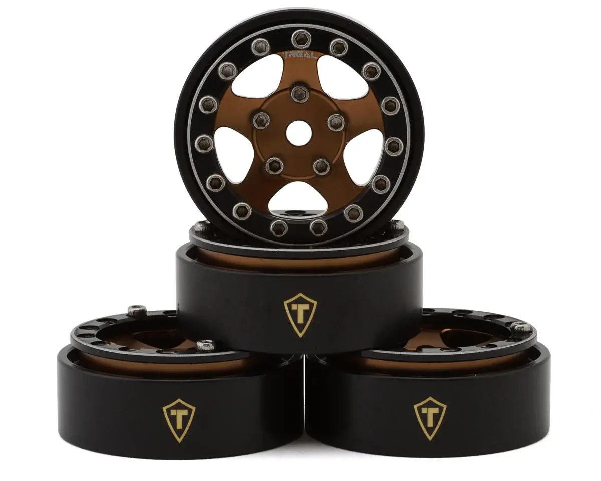 Treal Hobby Classic 5-Star 1.0" Beadlock Wheels (Black/Bronze) (4) (22 ...