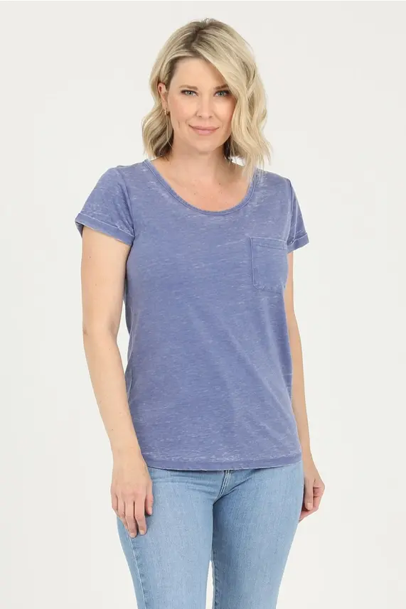 Blue Soft Wash Pocket Tee - Pico's Worldwide