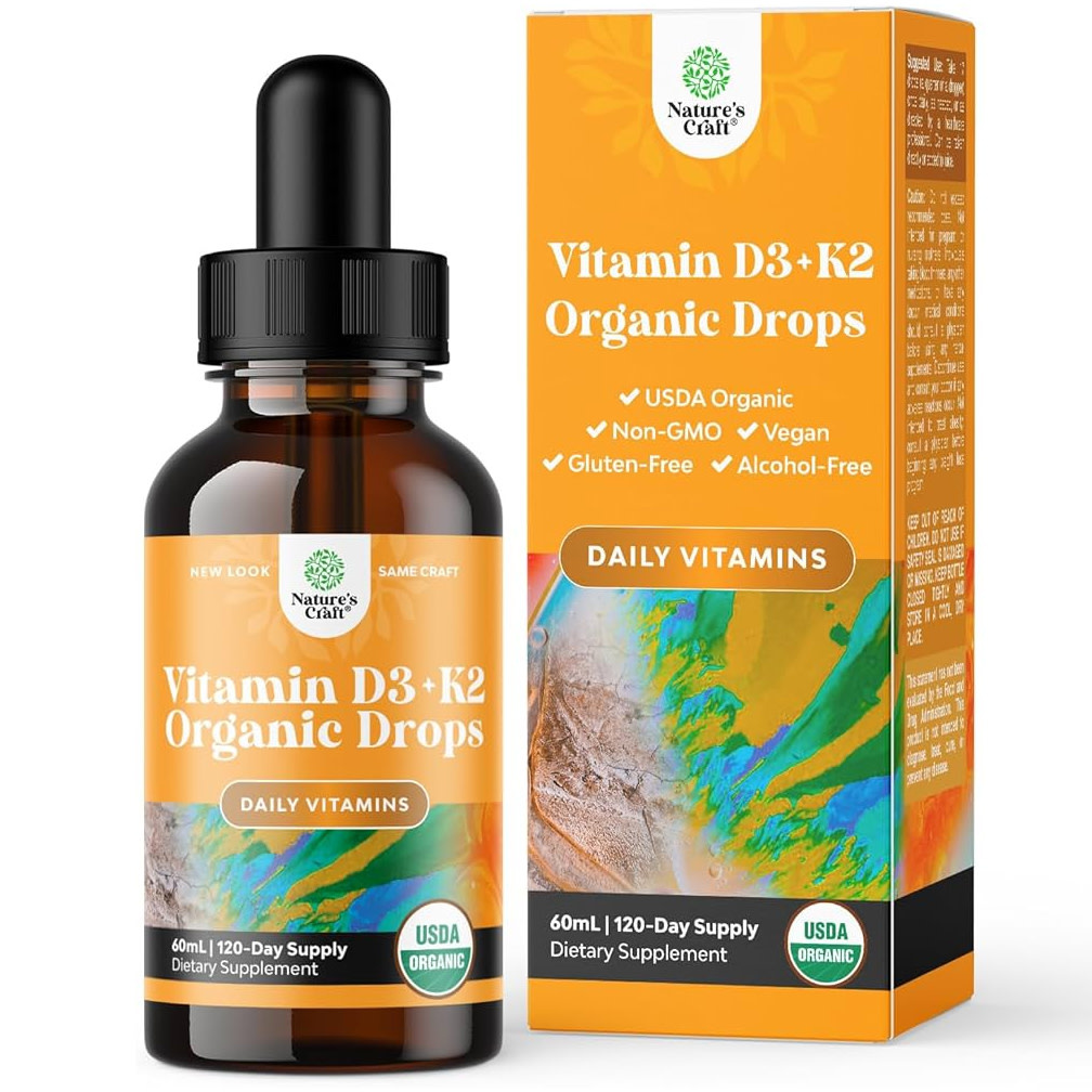 Vitamin D-3 + K-2 Organic Drops (2oz) Nature's Craft - Nature's Discount Vitamin D-3 + K-2 Organic Drops (2oz) Nature's Craft - Nature's Discount