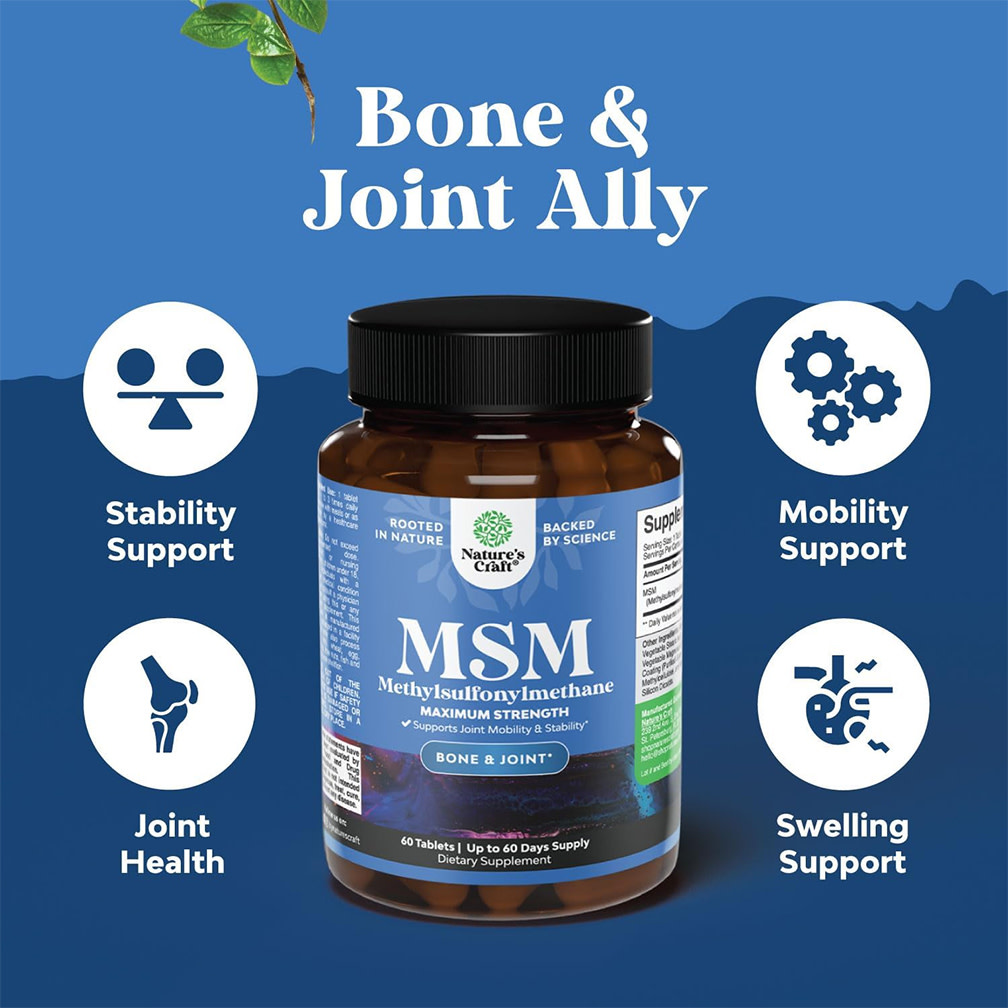 MSM Bone & Joint 1000mg (60tabs) Nature's Craft - Nature's Discount