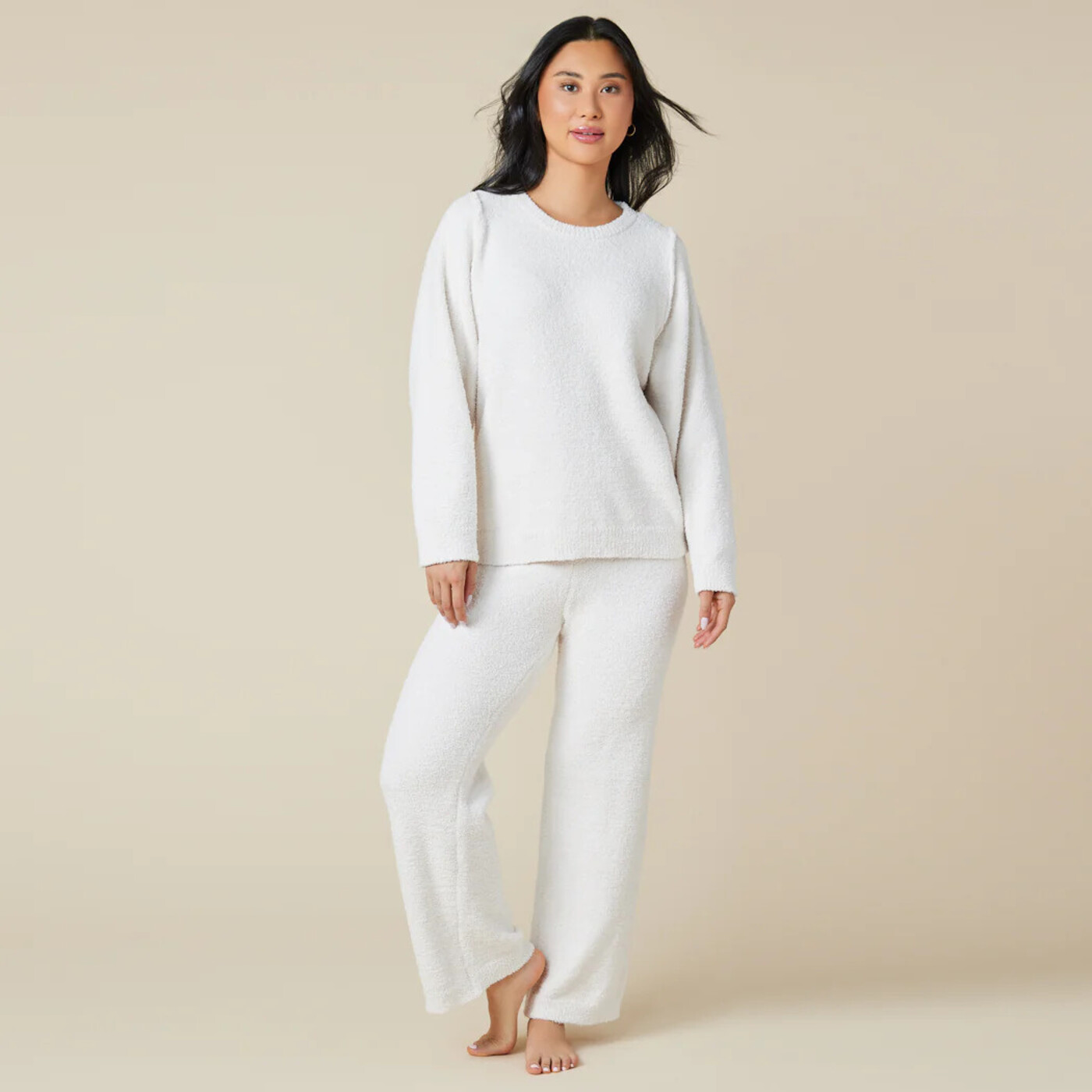 Solid Marshmallow Reverse Seam Crewneck Set - Love, Charlie
