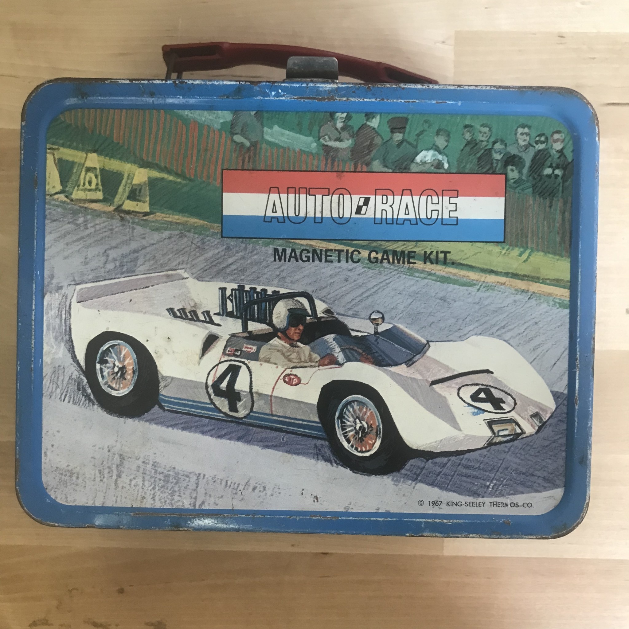 Auto Race Magnetic Game Kit (1967) - Tin Lunch Box (VINTAGE) - MOJOMALA LLC