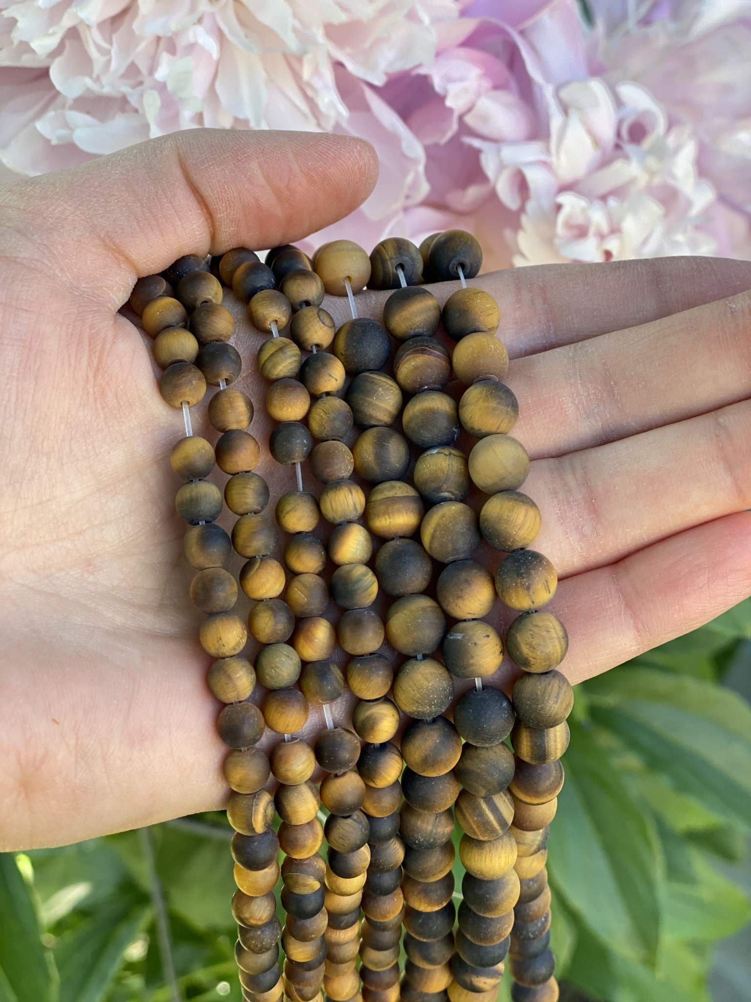 Tiger Eye Beads Frosted/Matte 15" Strand 6mm 8mm - The Raw Rock Shop Inc.