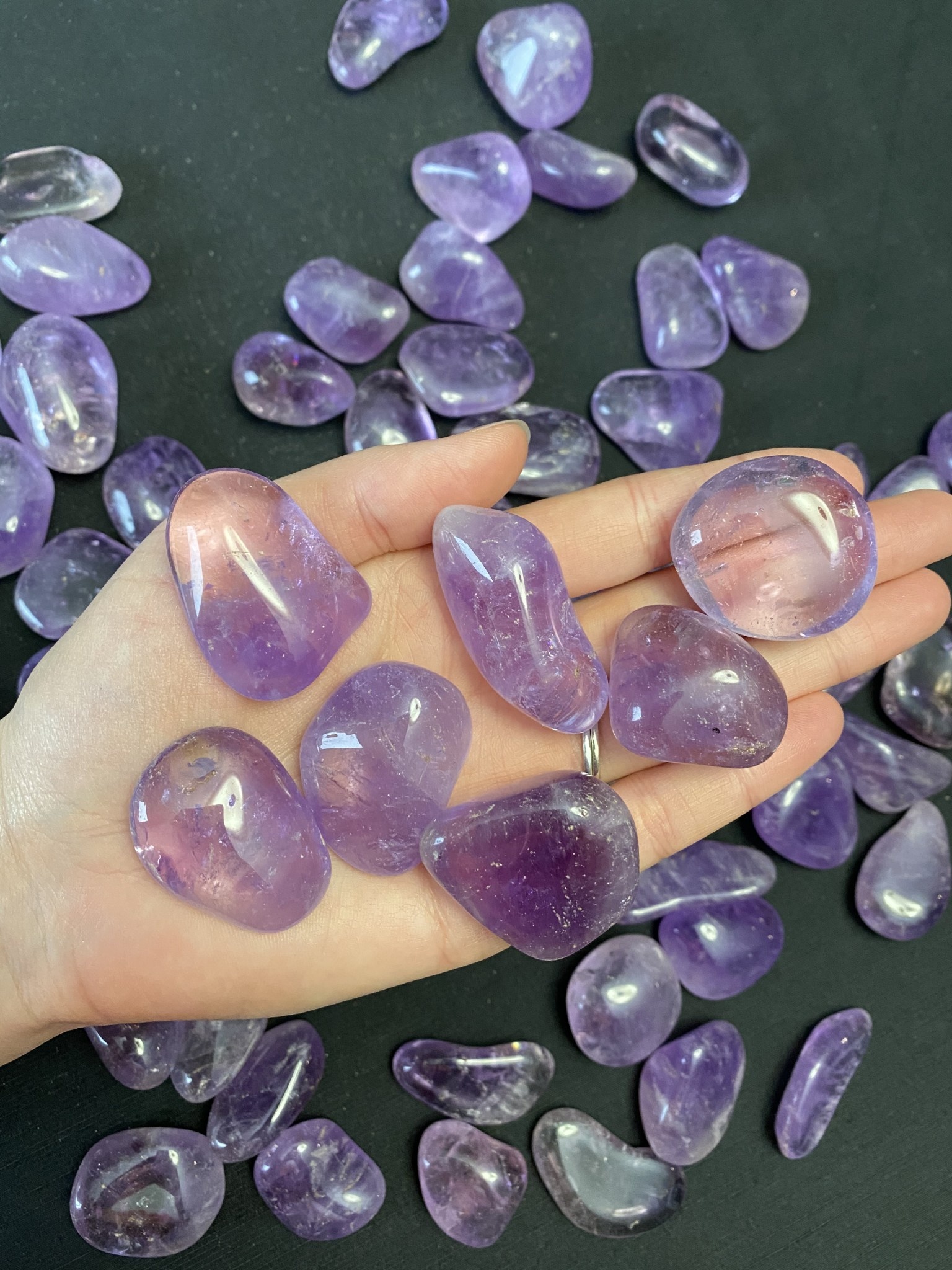 Amethyst Tumbled Stones, Polished Amethyst, Grade A; 4 sizes available ...