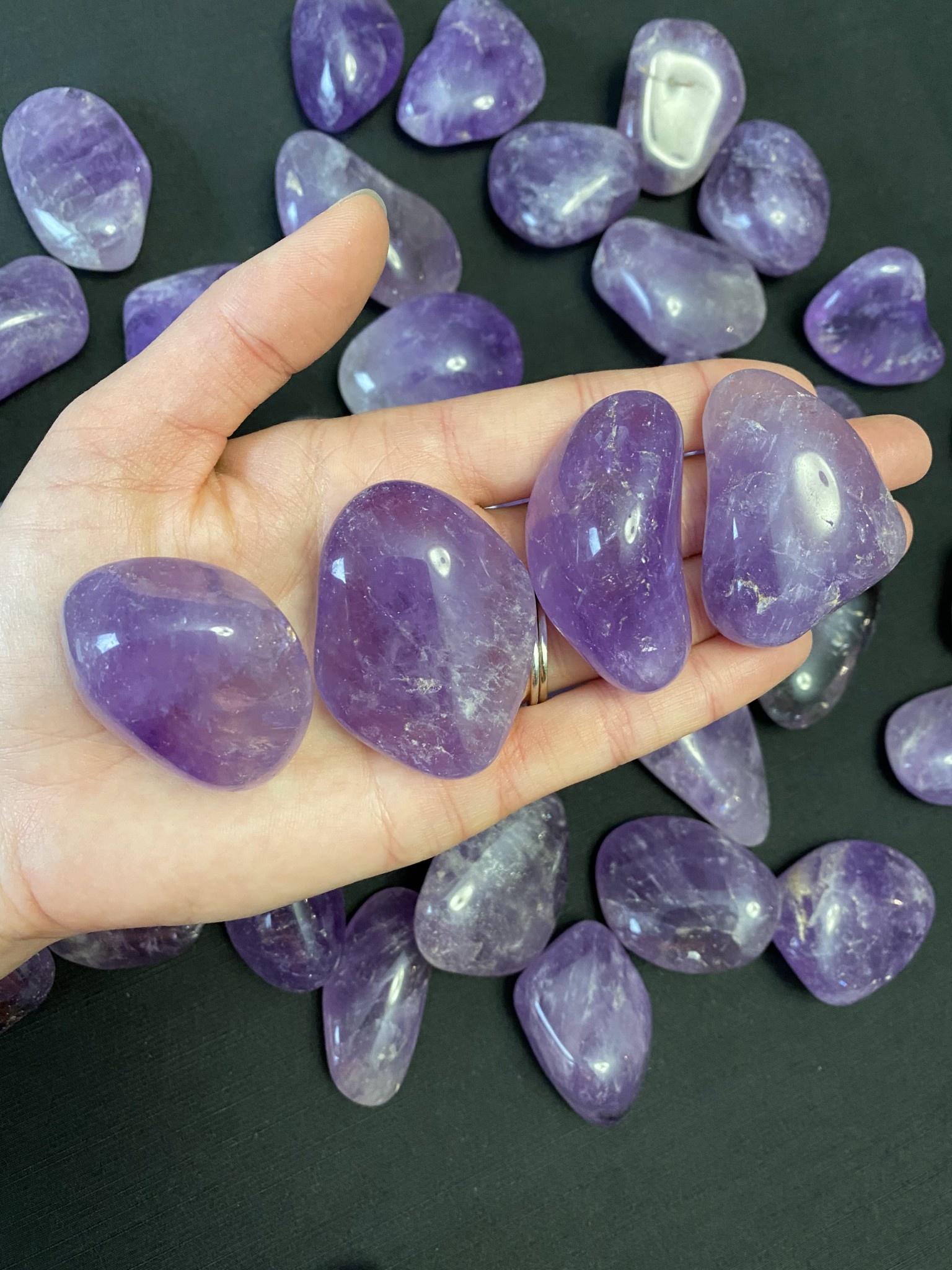 Amethyst Tumbled Stones, Polished Amethyst, Grade A; 4 sizes available ...