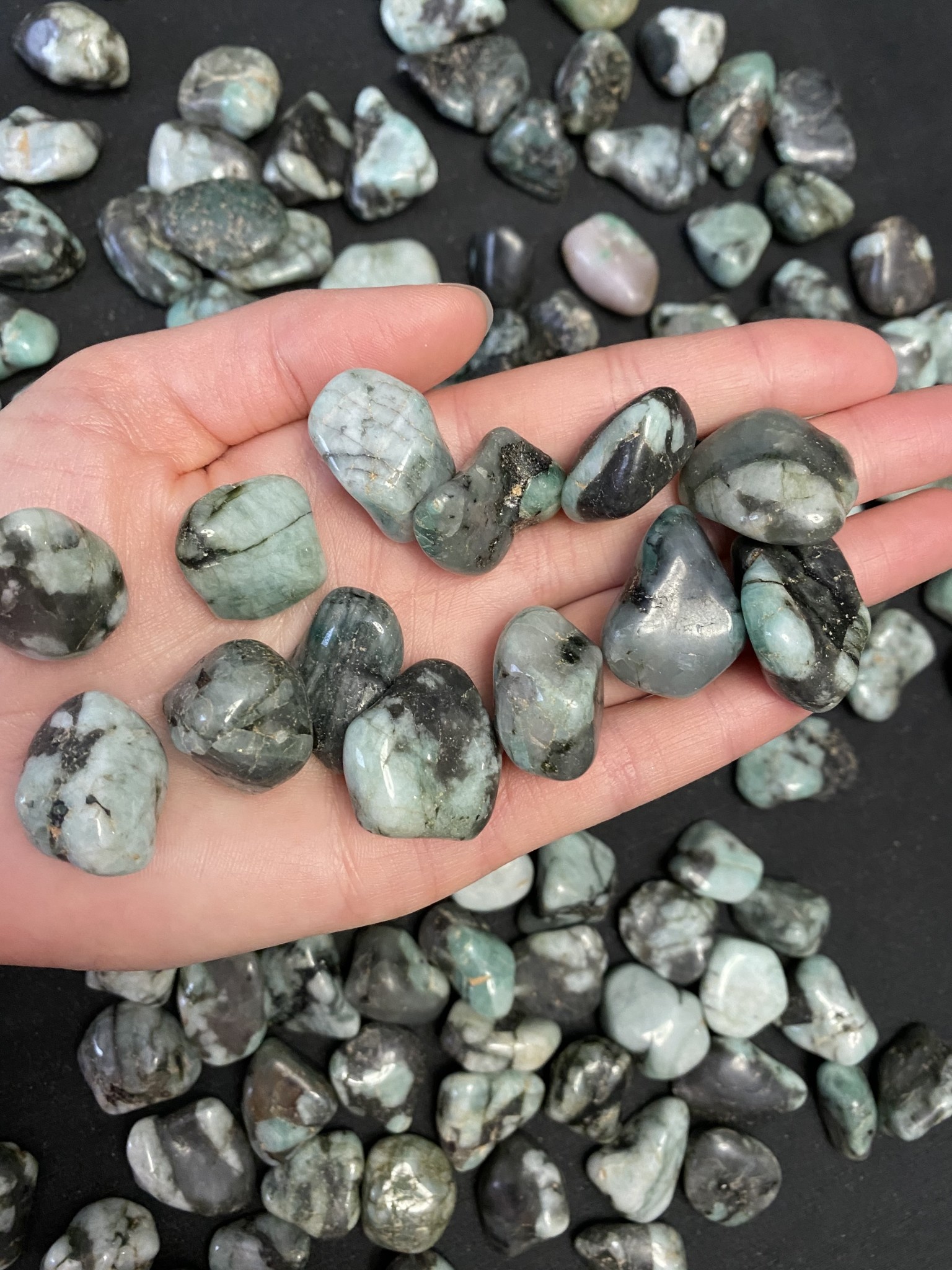 Emerald Tumbled Stones, Polished Emerald, Grade A; 4 sizes available ...