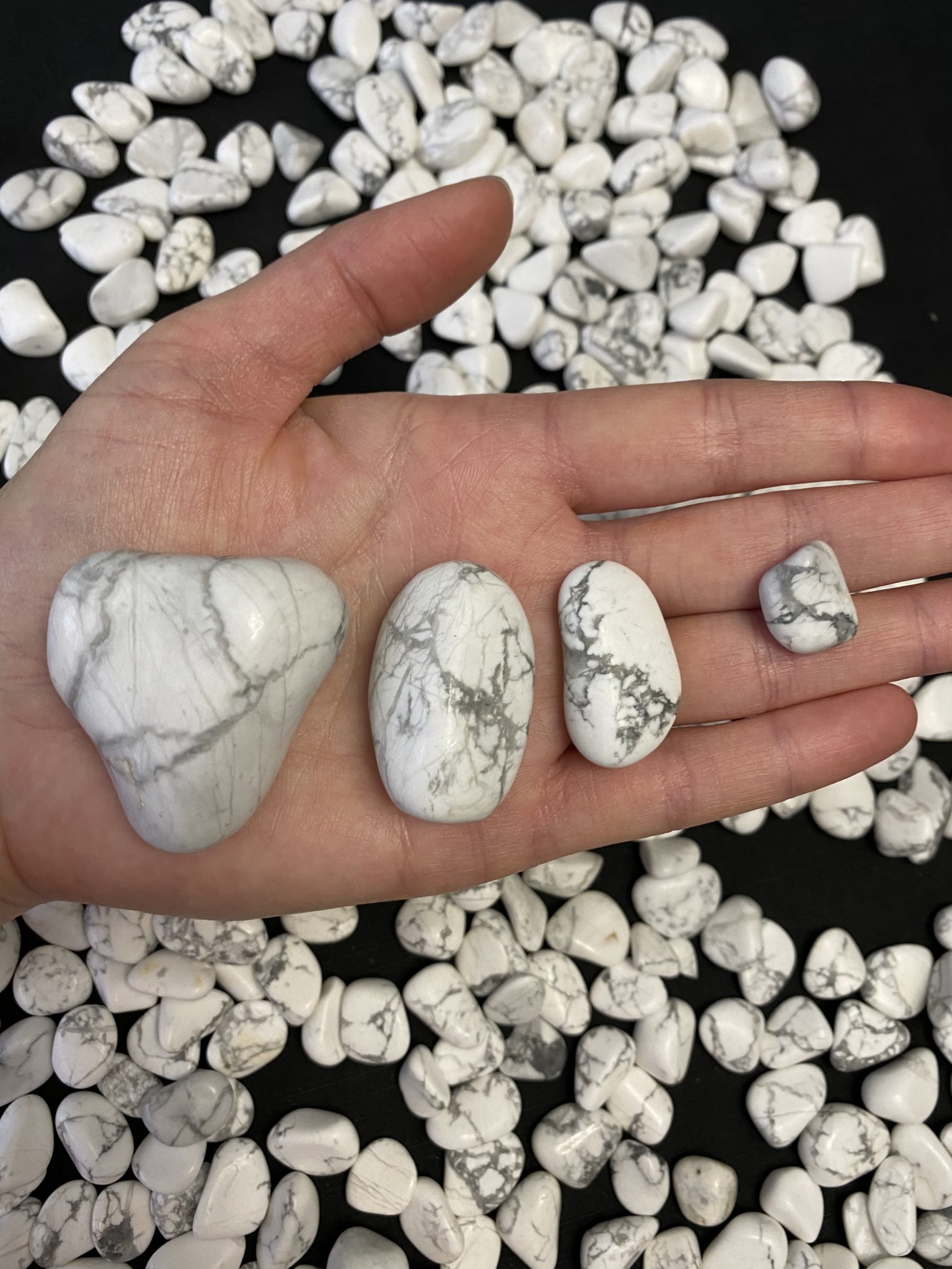 Howlite Tumbled Stones, Polished Howlite, Grade A; 4 sizes available ...