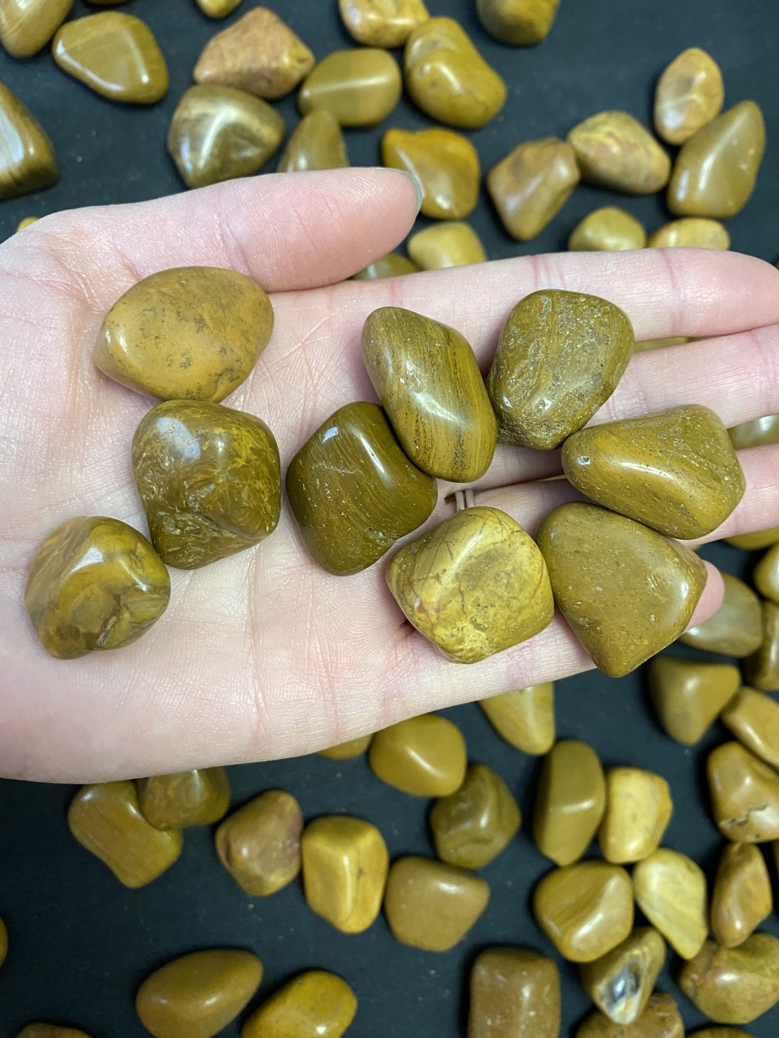 Yellow Jasper Tumbled Stones, Polished Yellow Jasper, Grade A; 4 sizes ...